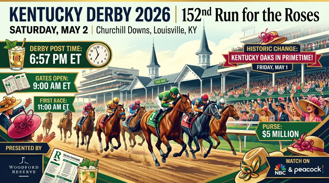 Kentucky Derby 2026 Start Time, Post Time & Gate Opening to End